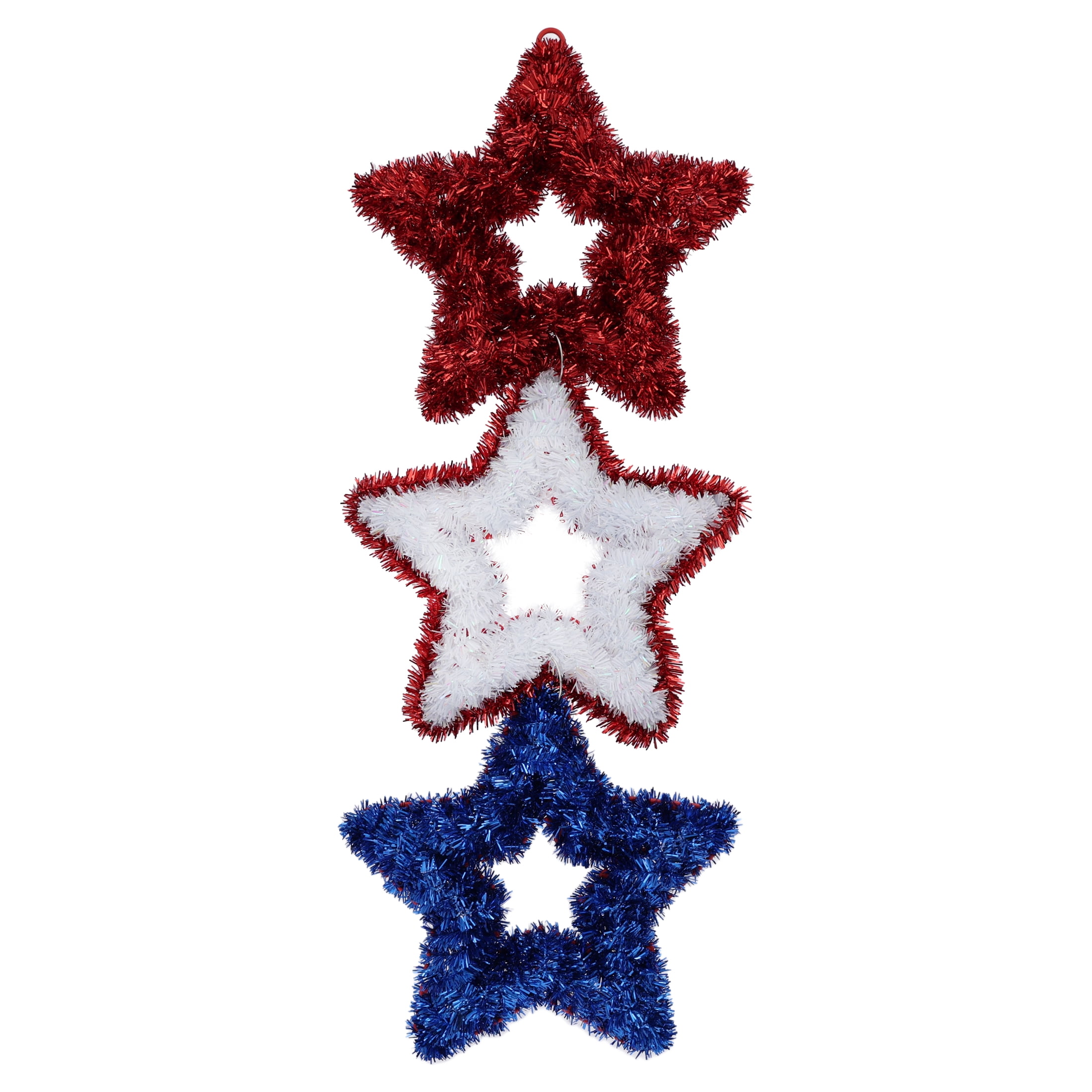 Tinsel Star Dangler Hanging Decoration, Red/White/Blue, 22", Patriotic ...