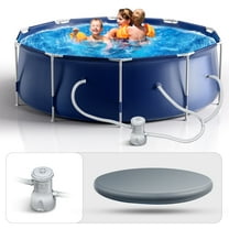 Blue Wave Capri 12-ft Round 36-in Deep Steel Wall Above Ground Swimming ...