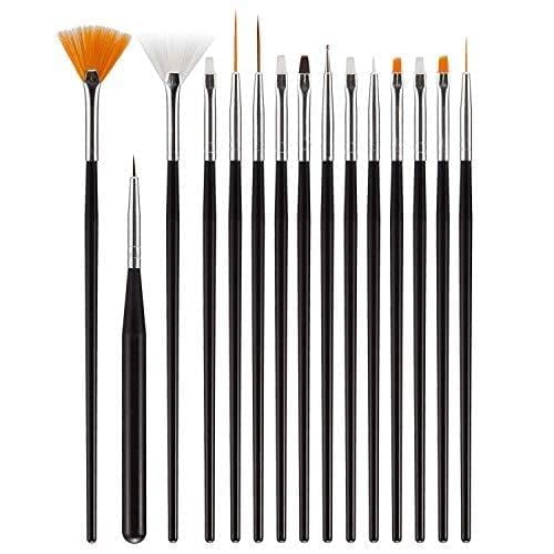 TINY DEAL Set of 15 Acrylic Art Brushes With Dotting Tool for Painting ...