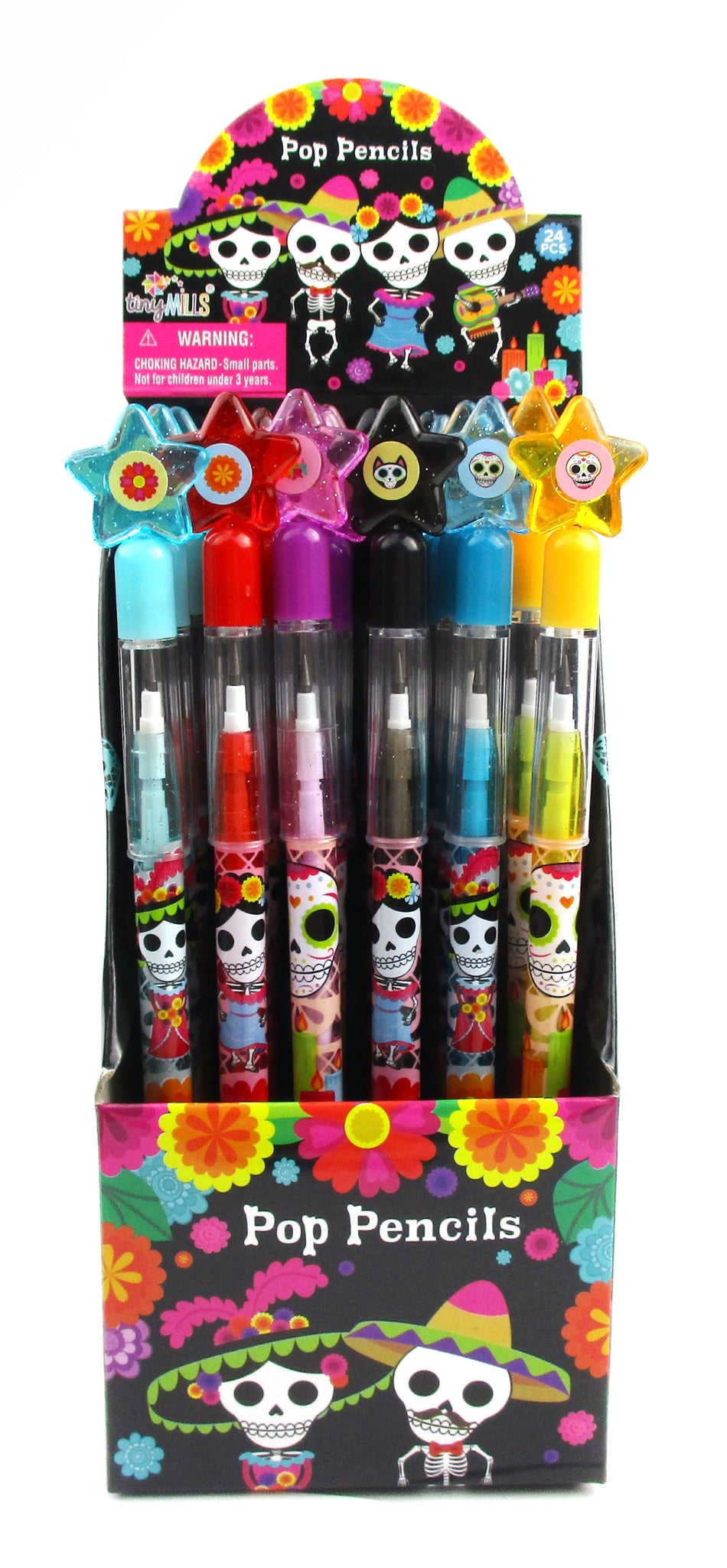 TINYMILLS 24 Pcs Day of the Dead Halloween Multi Point Stackable Push ...