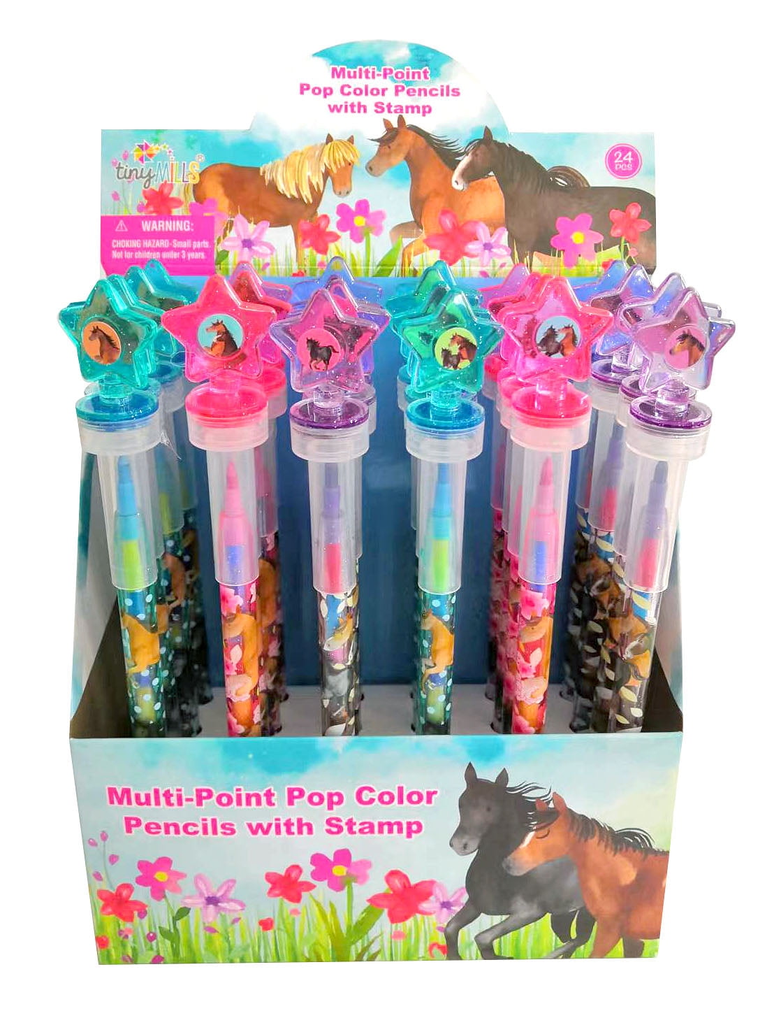 TINYMILLS 24 Pcs Horse Pony 2 in 1 Stackable Stacking Crayon with Extra ...