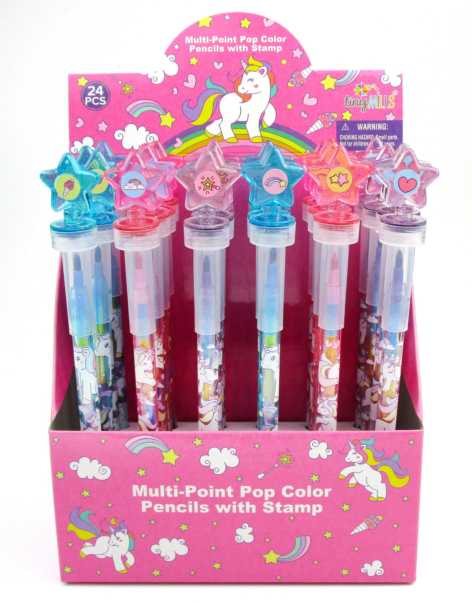 Tinymills Unicorn Rainbow 2-in-1 Stacking Crayons with Self-Ink Stamp ...