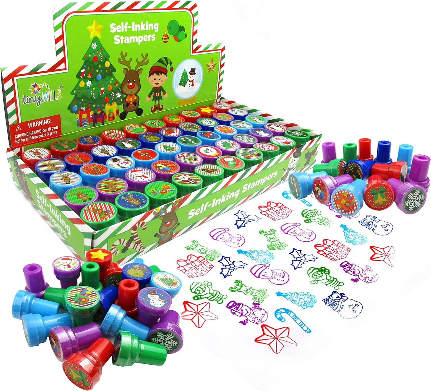 TINYMILLS 50 Pcs Christmas Holiday Assorted Stampers: Goodie Bag Treat ...