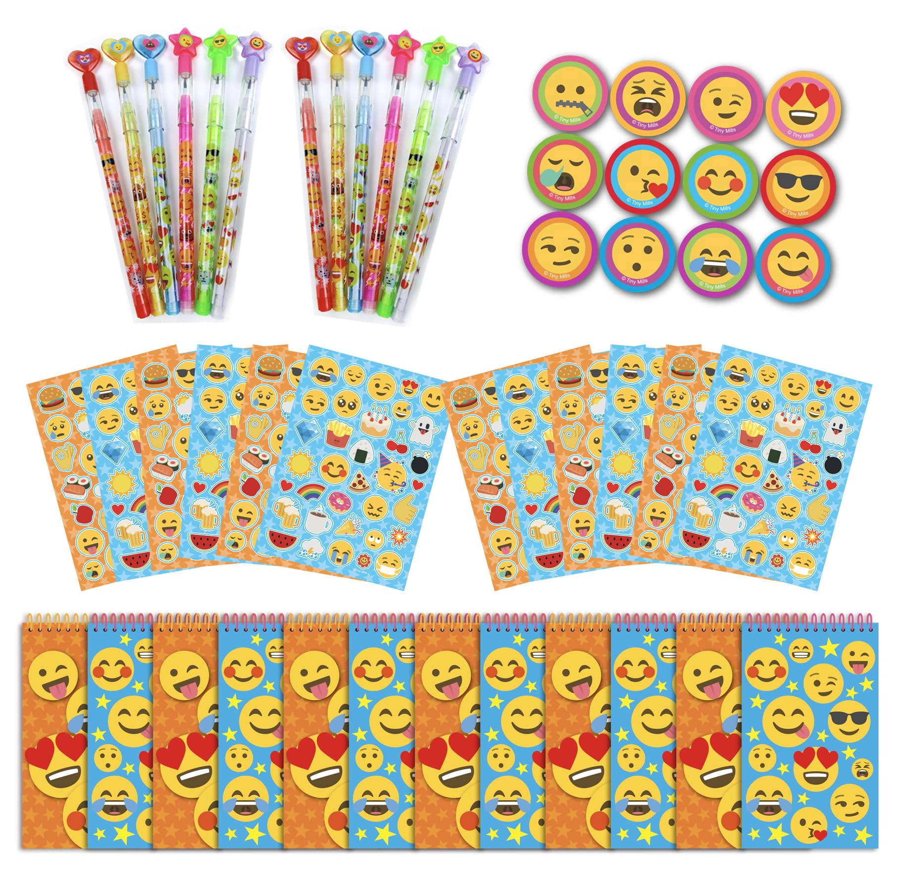 TINYMILLS Emoji Birthday Party STF9 Favor Set - 12 Emoji Pencils ...