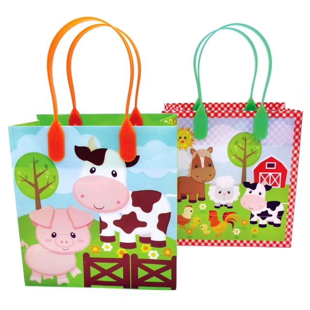 TINYMILLS Farm Animal Party Favor Bags Treat Bags with Handles for Kids ...