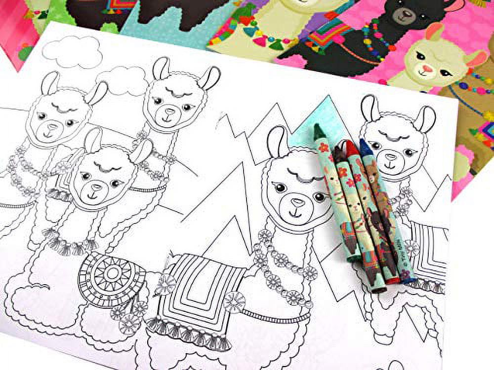 TINYMILLS Llamas Alpacas Coloring Book Set for Kids Party Favors with ...