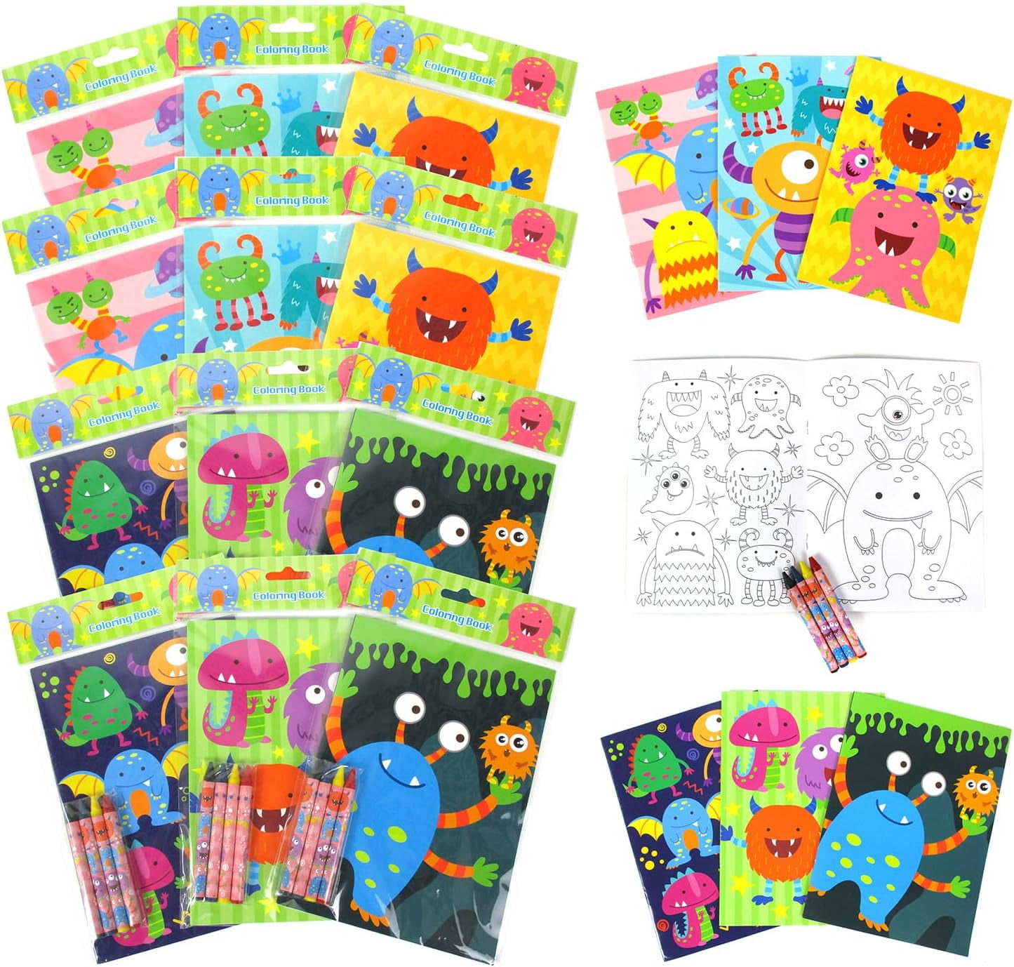 TINYMILLS Monster Coloring Book Set with 12 Coloring Books and 48 ...