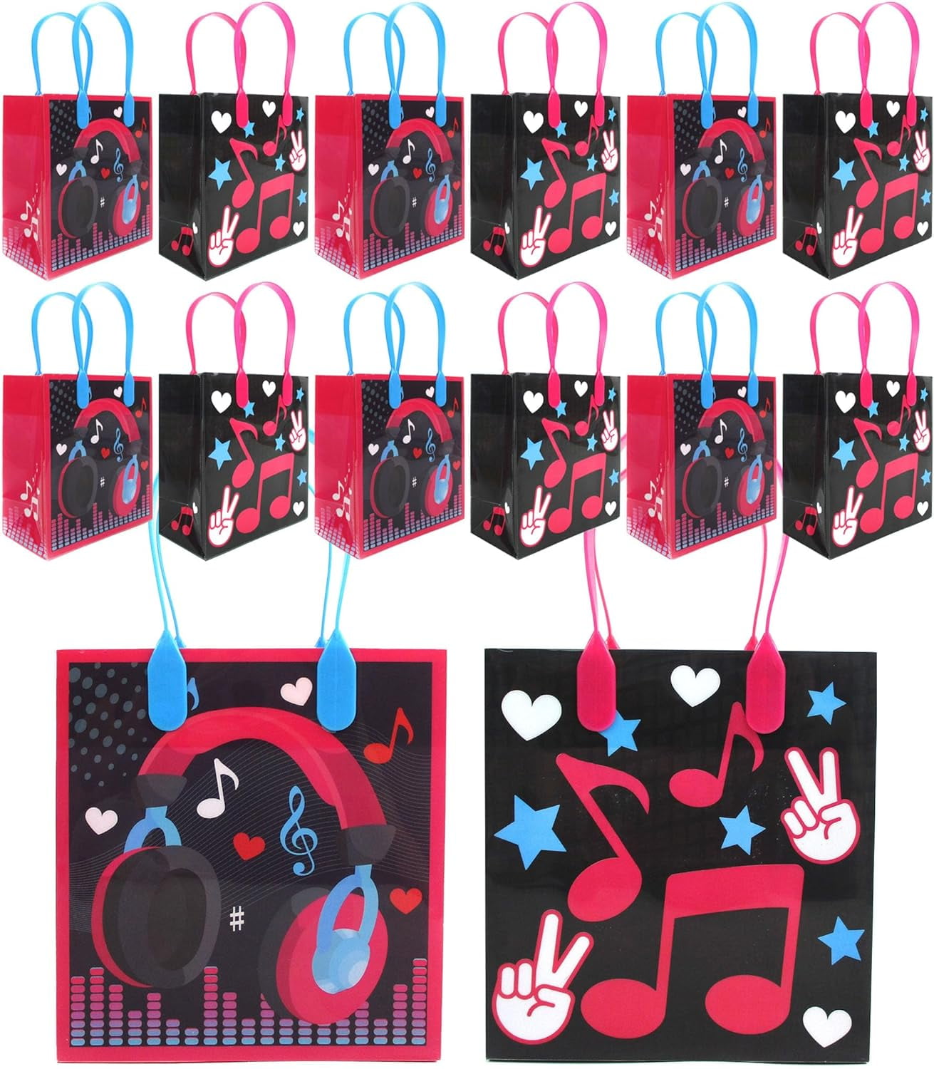 TINYMILLS Music Party Favor Goodie Bags, Kids Gift, Sturdy Handles ...