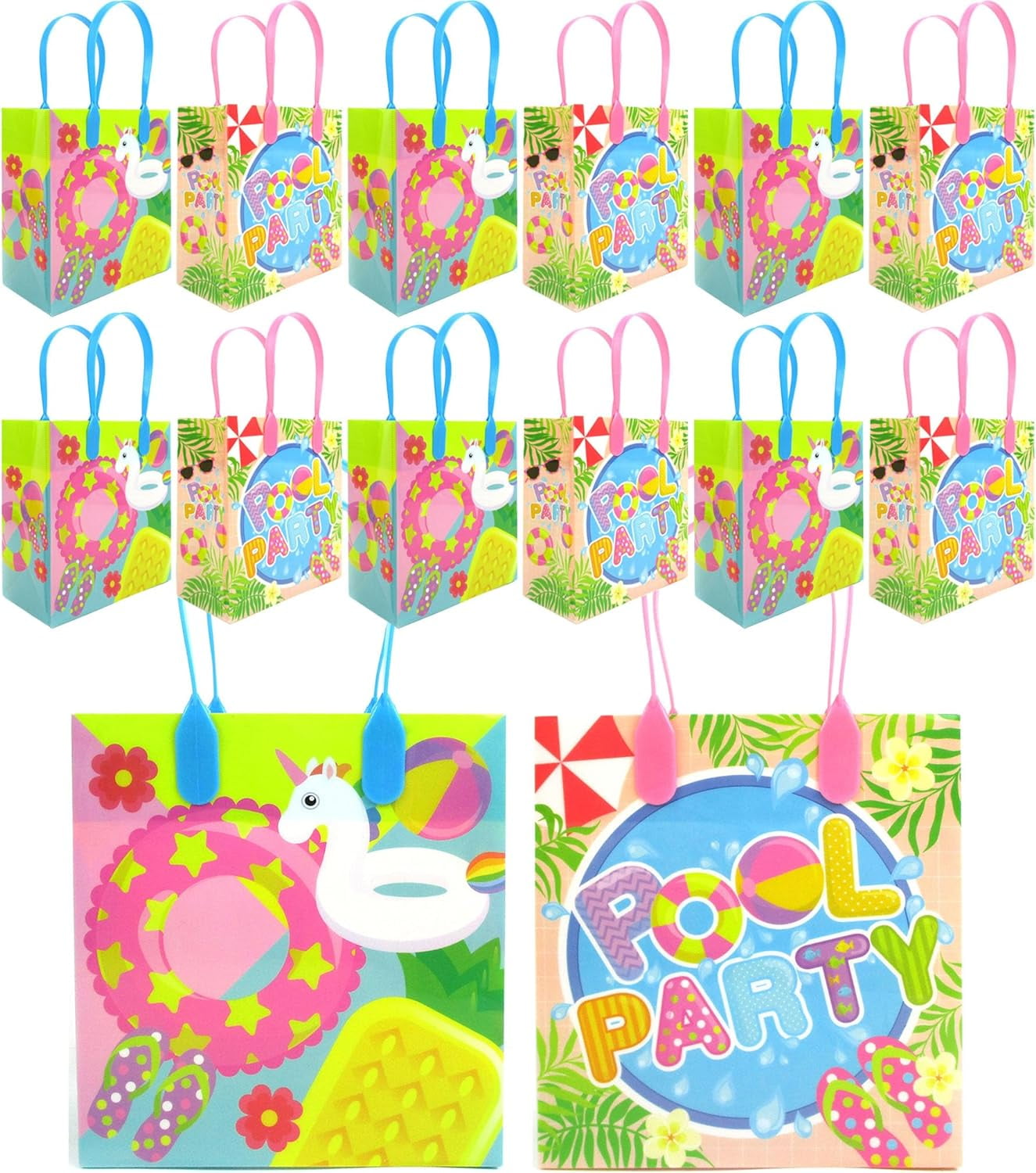 TINYMILLS Pool & Swim Party Favor Bags, Reusable Treat Bags with ...