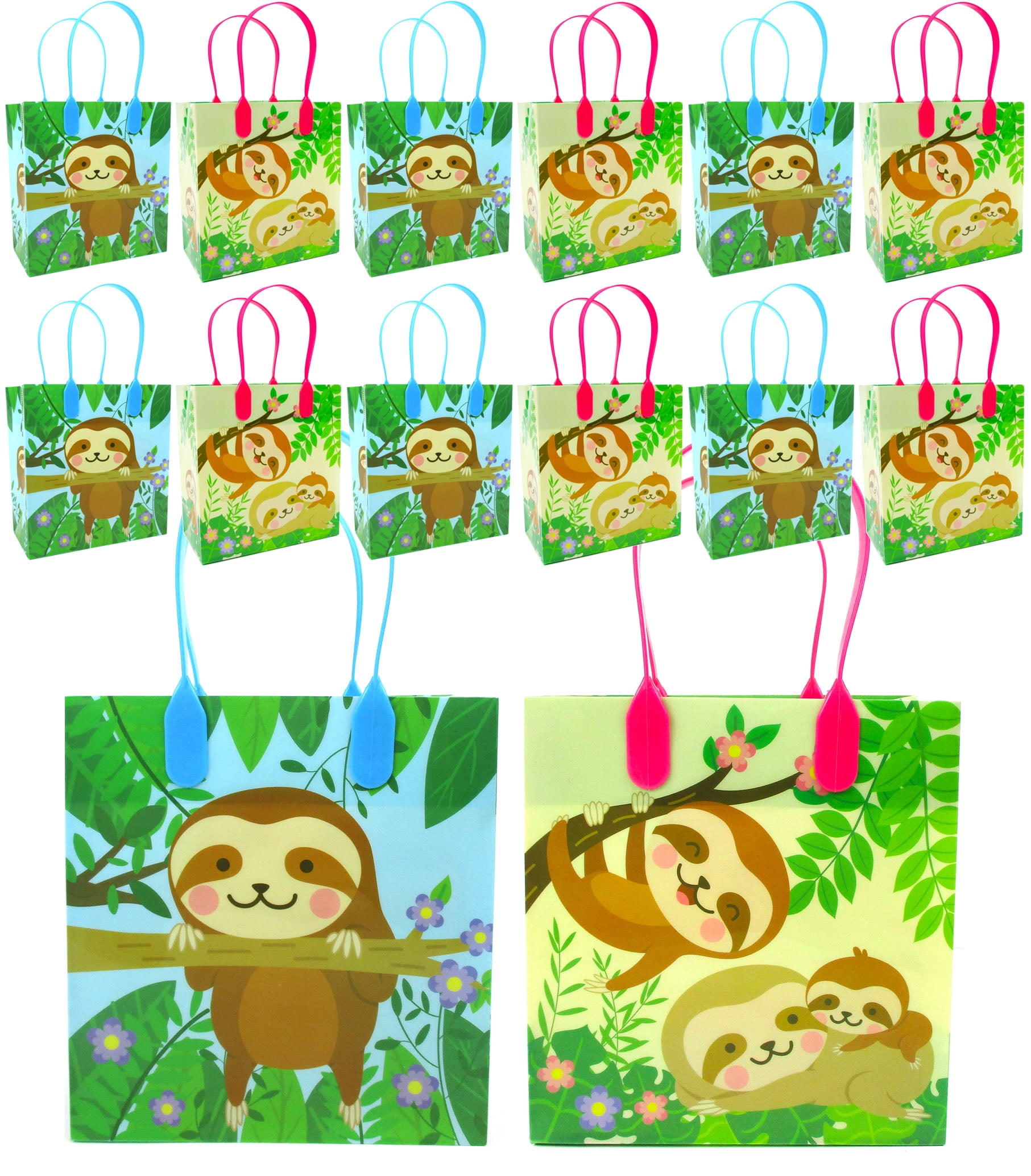 TINYMILLS Sloth Themed Party Favor Bags Treat Bags with Handles, Sloth ...