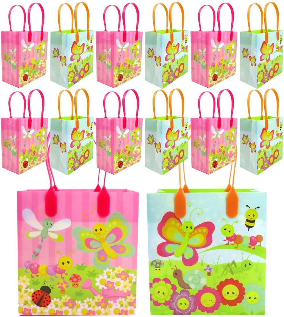 TINYMILLS Spring Party Favor Bags with Butterfly Flower Garden Design ...