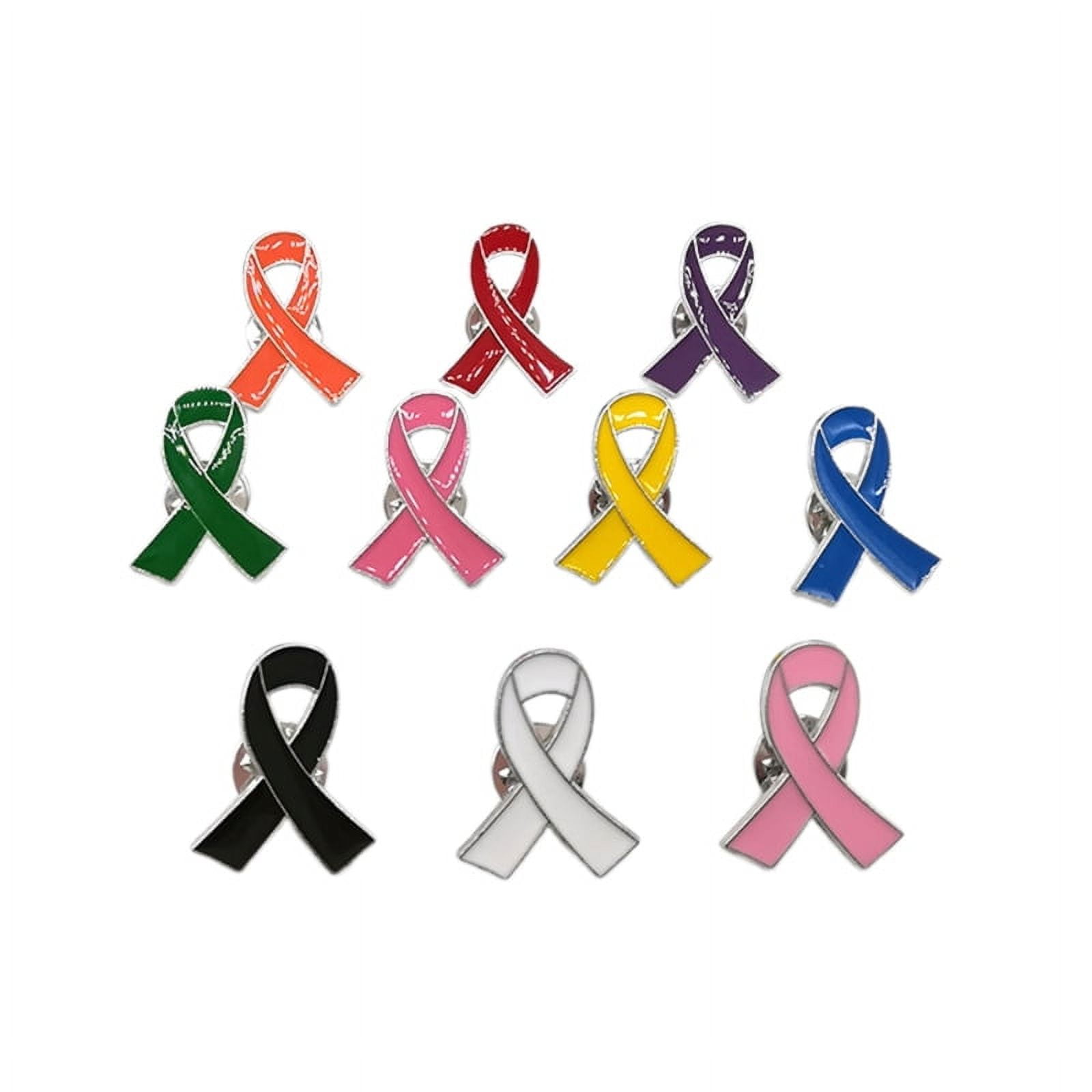 TINYSOME 10 Pcs Ribbon Lapel Pin Cancers Awareness Brooch Hope Ribbon ...