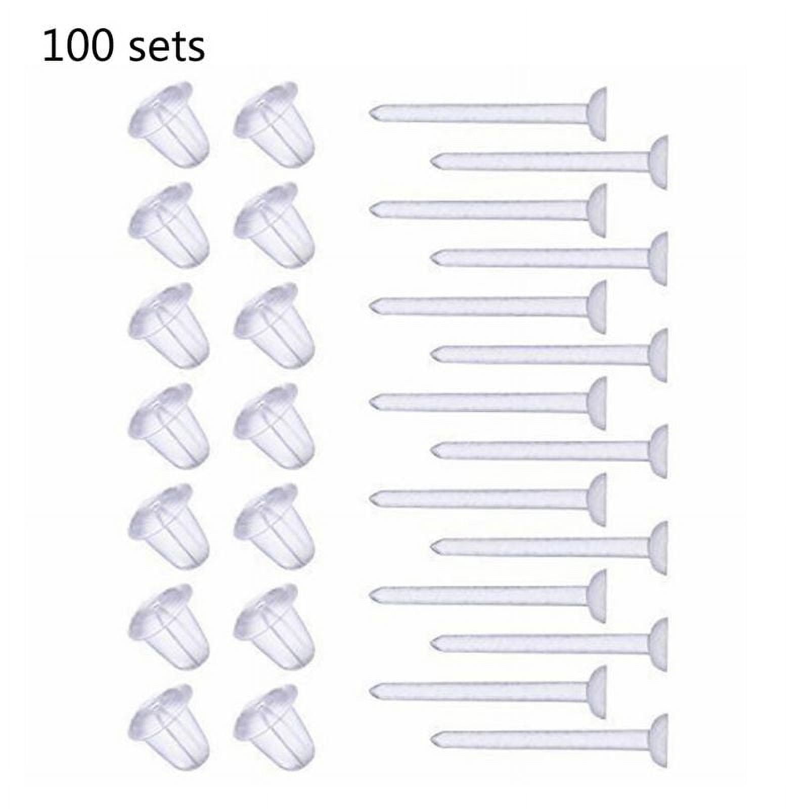 TINYSOME 100 Kits Clear Plastic Earrings Includes Clear Ear Pins & Ear ...