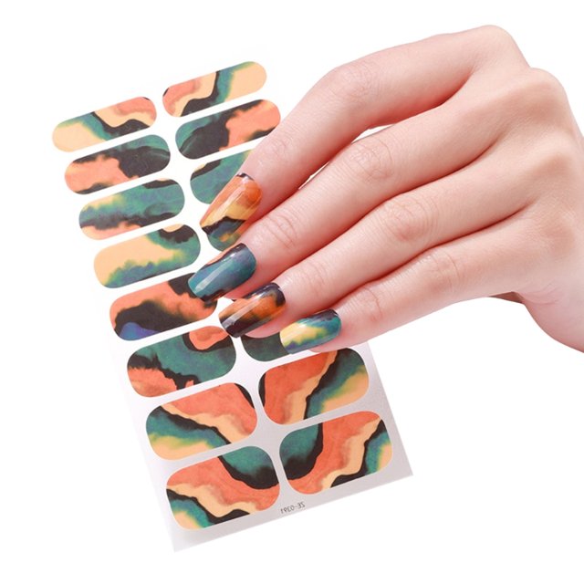 TINYSOME 16 Strips Nail Polish Sticker UV Lamp Required Nail Polish ...