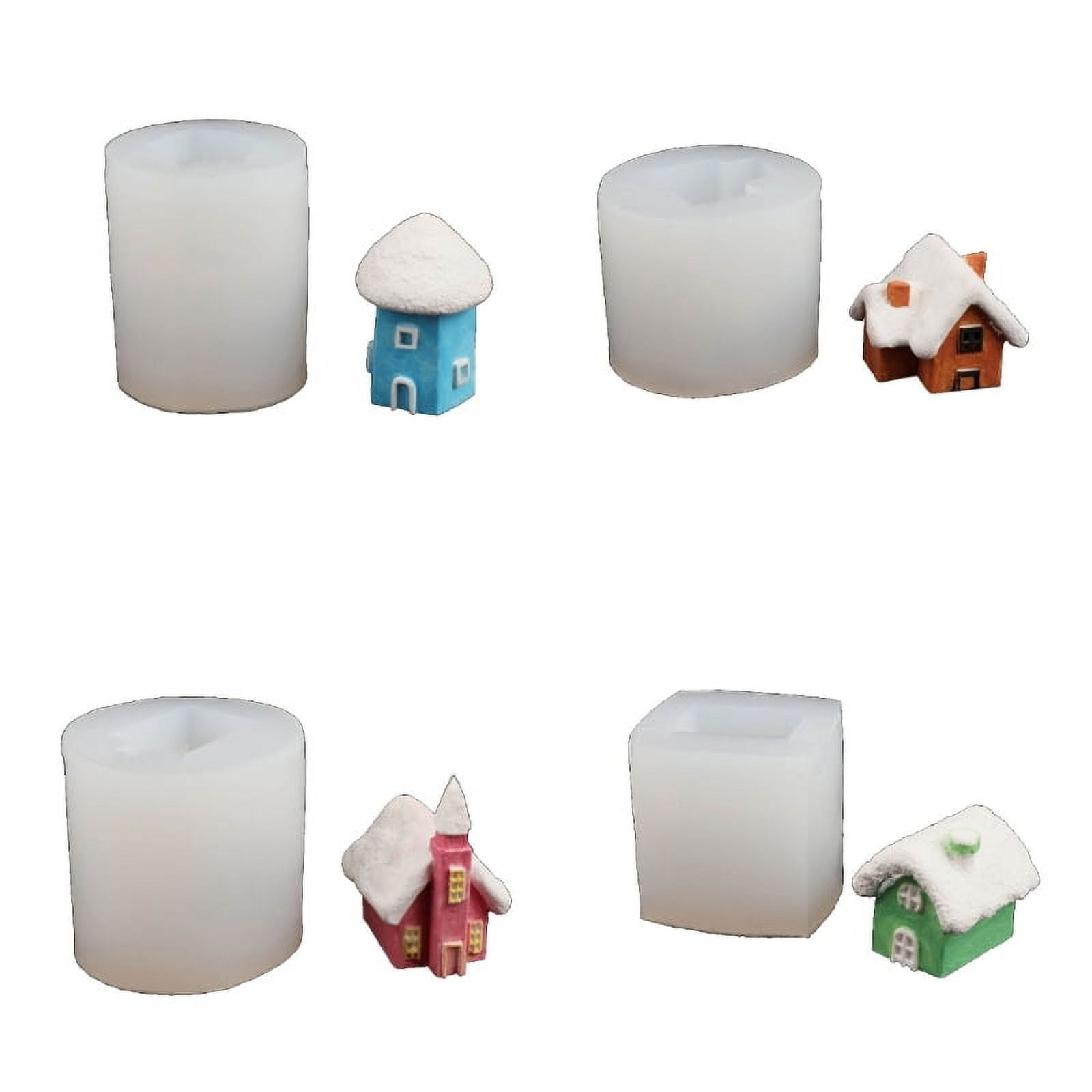 TINYSOME 4x Small House Candle Moulds 3D Hut Silicone Molds Resins ...