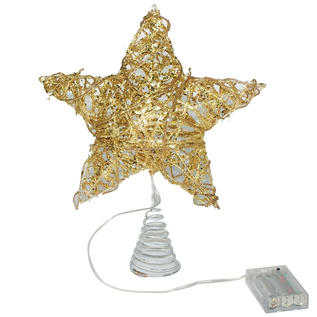 TINYSOME Christmas Tree Topper Hollow Out Glitter Star with LED String ...
