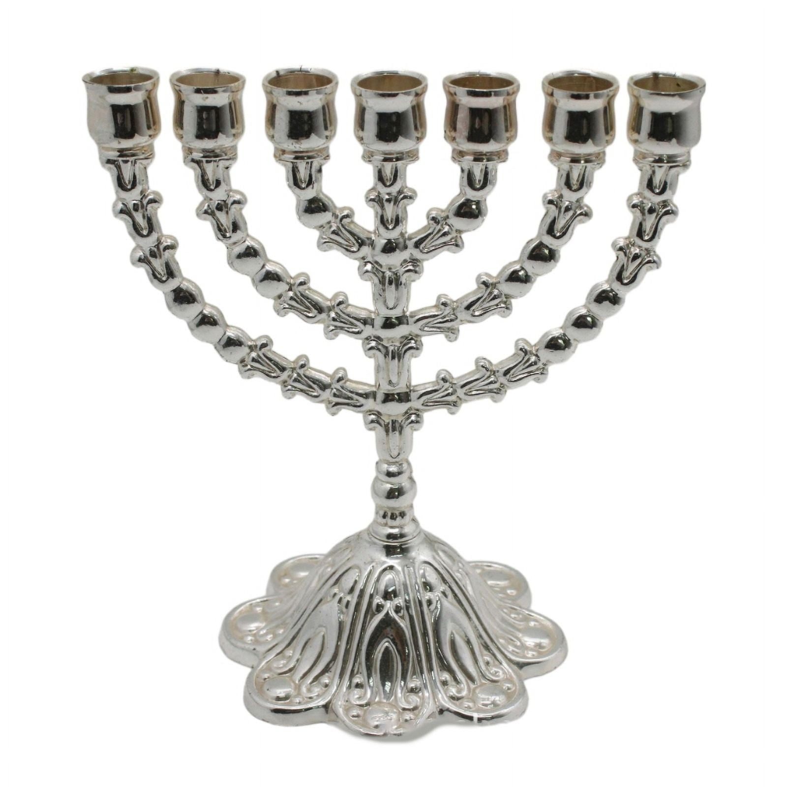 TINYSOME Hanukkah Menorah 7 Branch Candle Holder Vintage Metal Flower ...