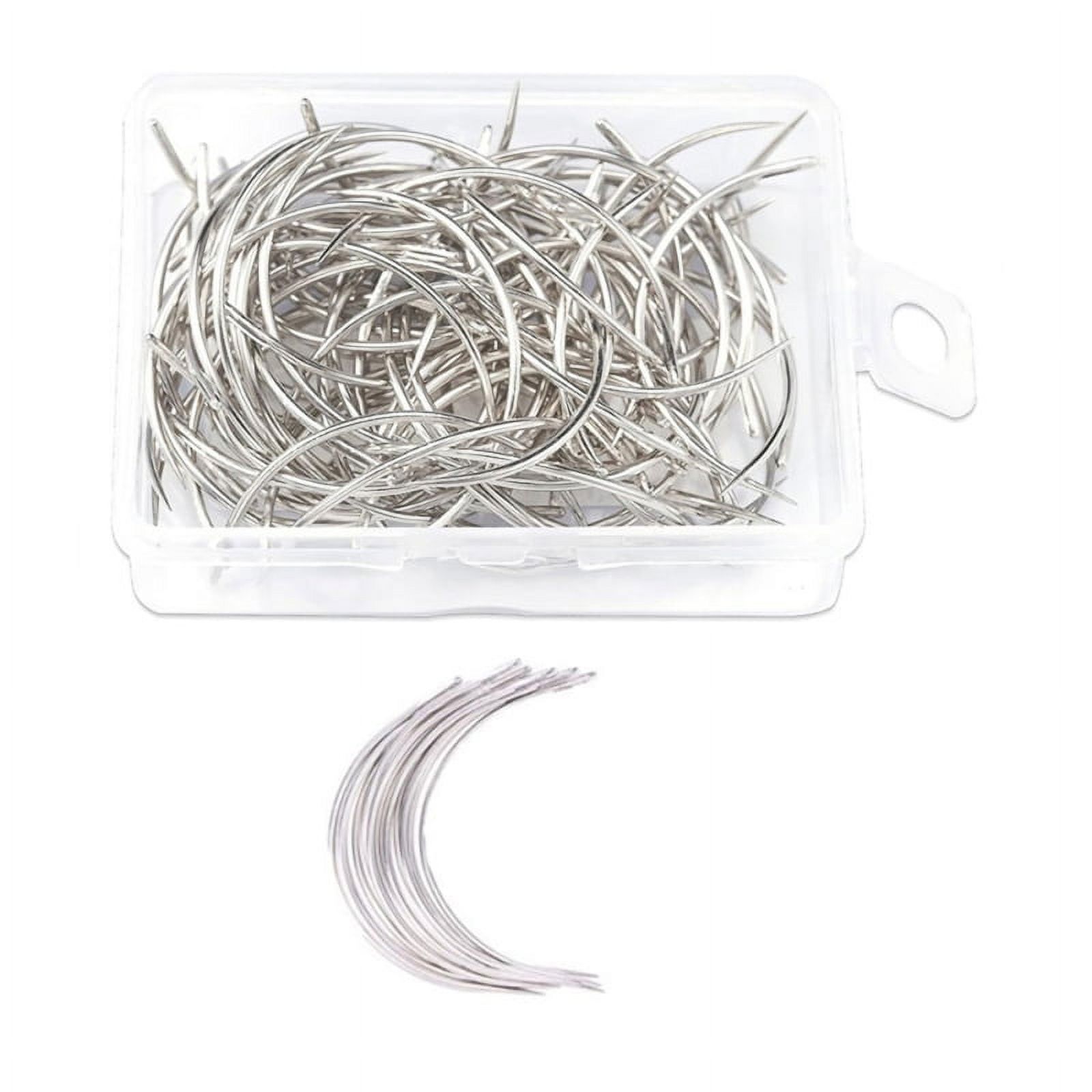 TINYSOME Pack of 50/100 C Type Curved Needle Hair Making Pin C Curved ...