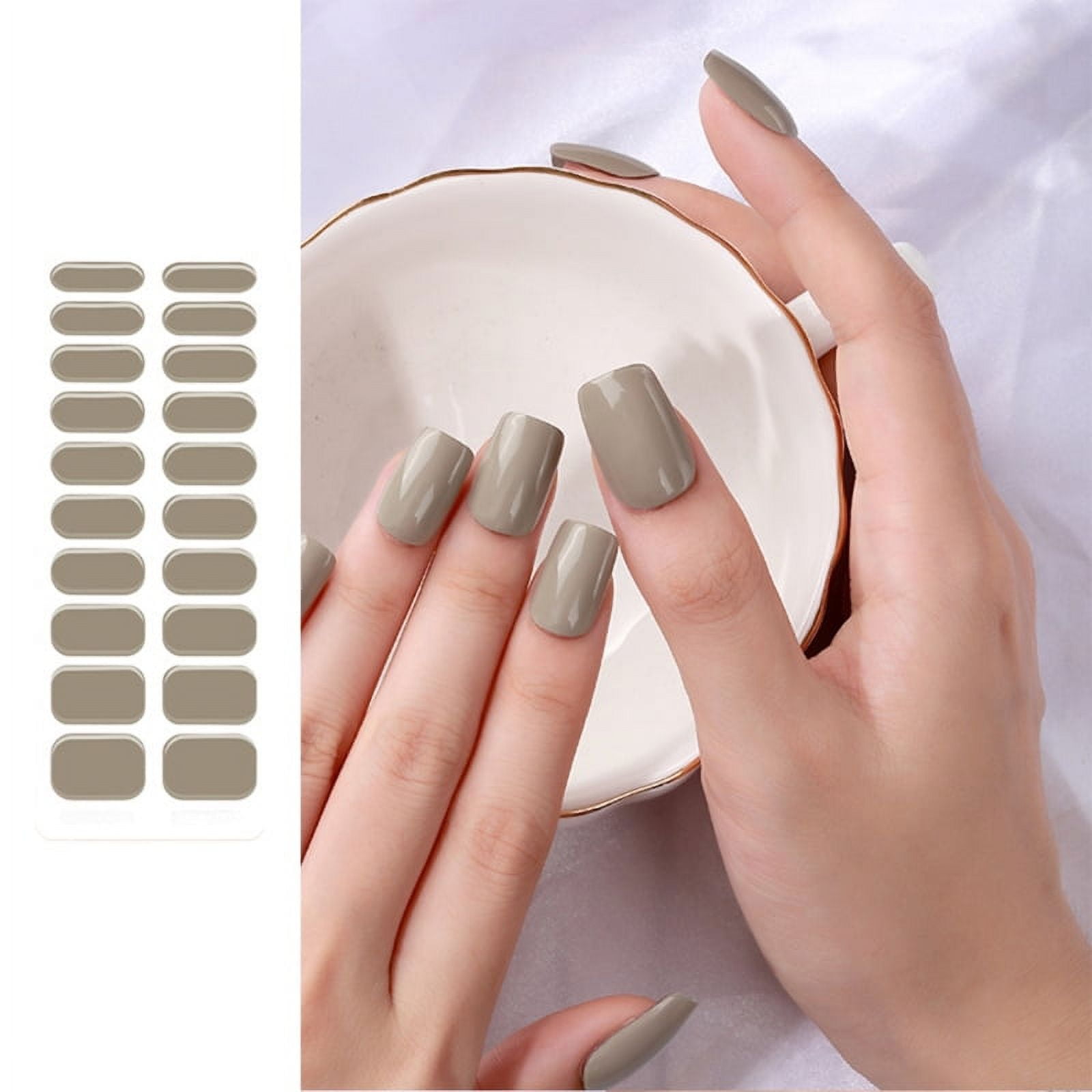 TINYSOME Semi Cured Gel Nail Polish Strips Gel Nail Full Wraps Strips ...
