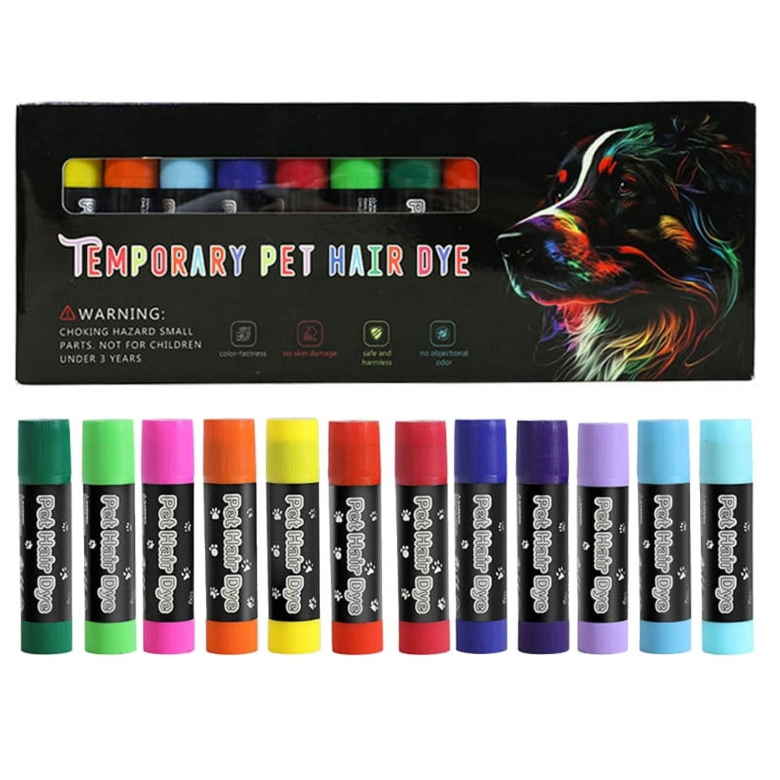 Washable Pet Styling Crayons Pet Hair Dye Markers - Temporary Safe ...