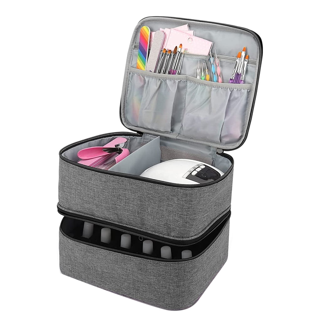 TINYSOME Travel Nail Polish Organizer Double Layer Carrying Case for ...