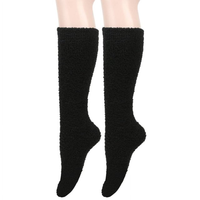 Tinysome Women Fuzzy Warm Slipper Socks Middle Tube Long Calf Leg