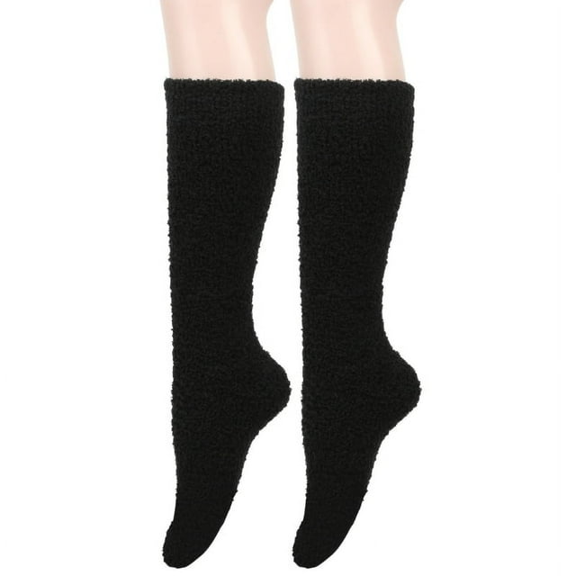 Tinysome Women Fuzzy Warm Slipper Socks Middle Tube Long Calf Leg