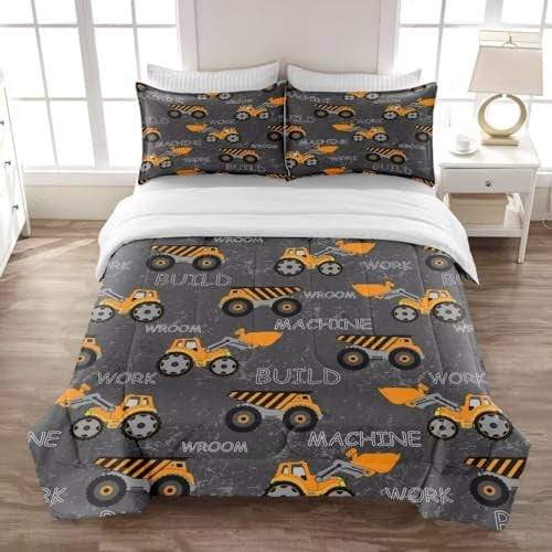 TIOC Boys Construction Vehicles Truck Comforter Set Twin,Christian Kids ...