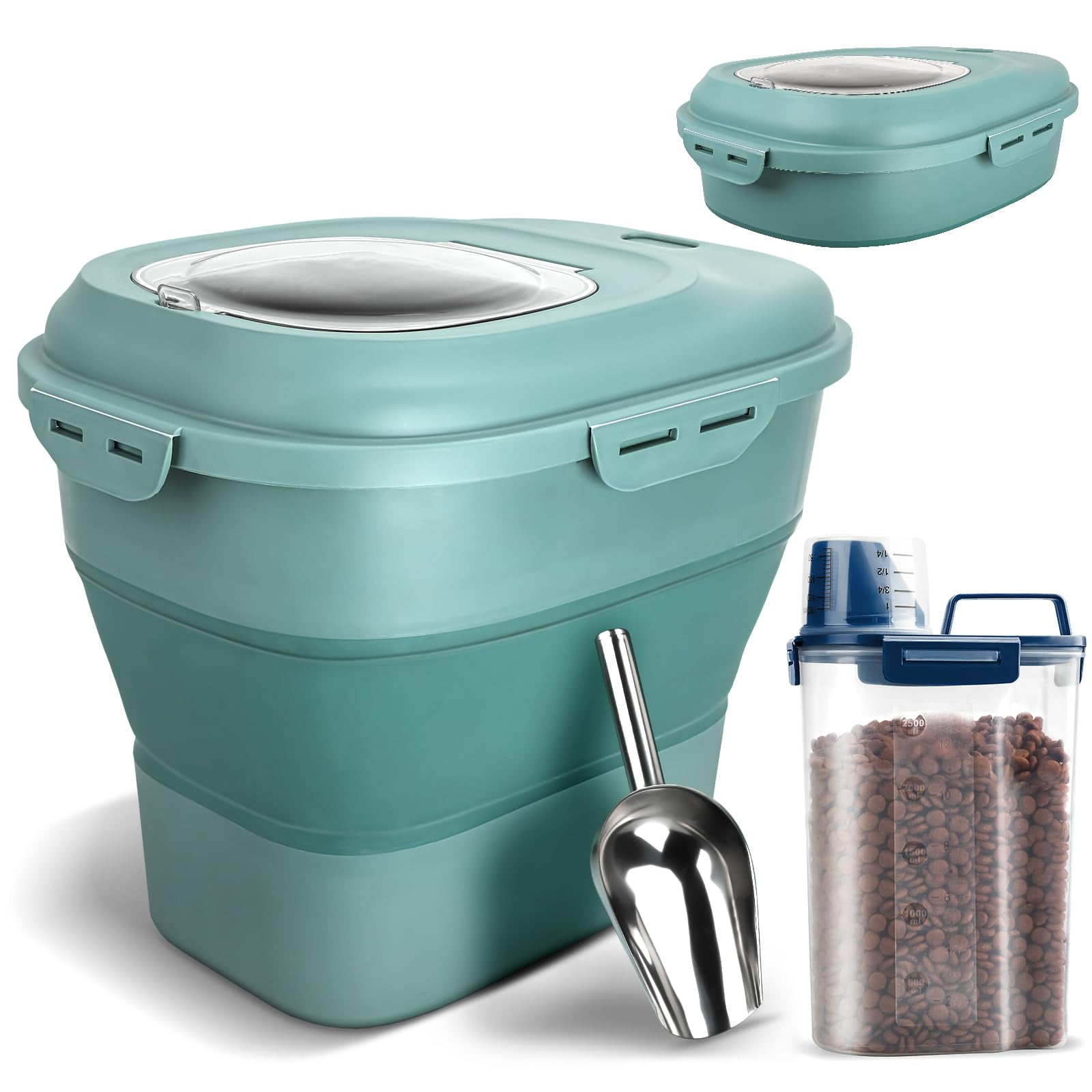 TIOVERY Dog Food Storage Container, Airtight Collapsible 13lb to 30lb ...