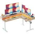 TIQLAB 63'' L-Shaped Standing Desk with LED Light Strip and Power ...