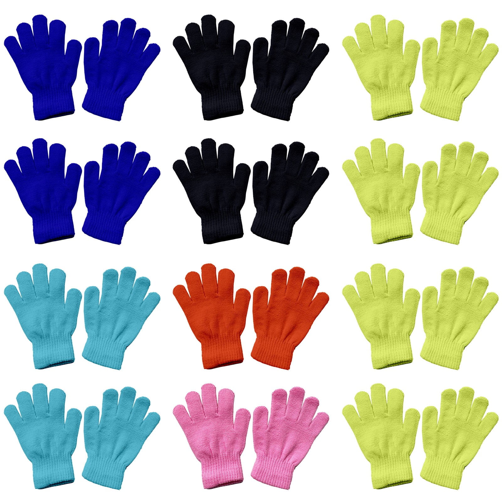 TIREOW Boy's and Girl's Comfortable Mittens 12 Pairs Winter Solid Color ...