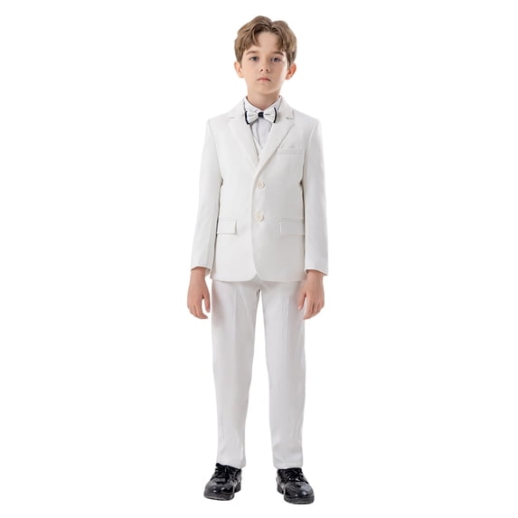 TIREOW Boys Formal Suit Set Long Sleeve Dress Shirt Jacket Waistcoat ...