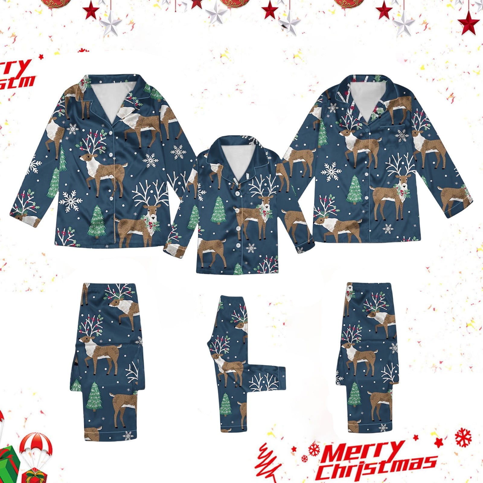 TIREOW Cute Christmas Printed 2 Piece Sleepwear, Holiday PJ Jammies for ...
