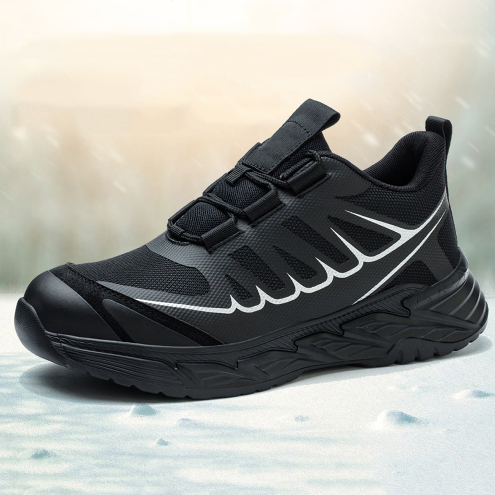 TIREOW Men Women Steel Toe Shoes Lightweight Non Slip Black Work ...