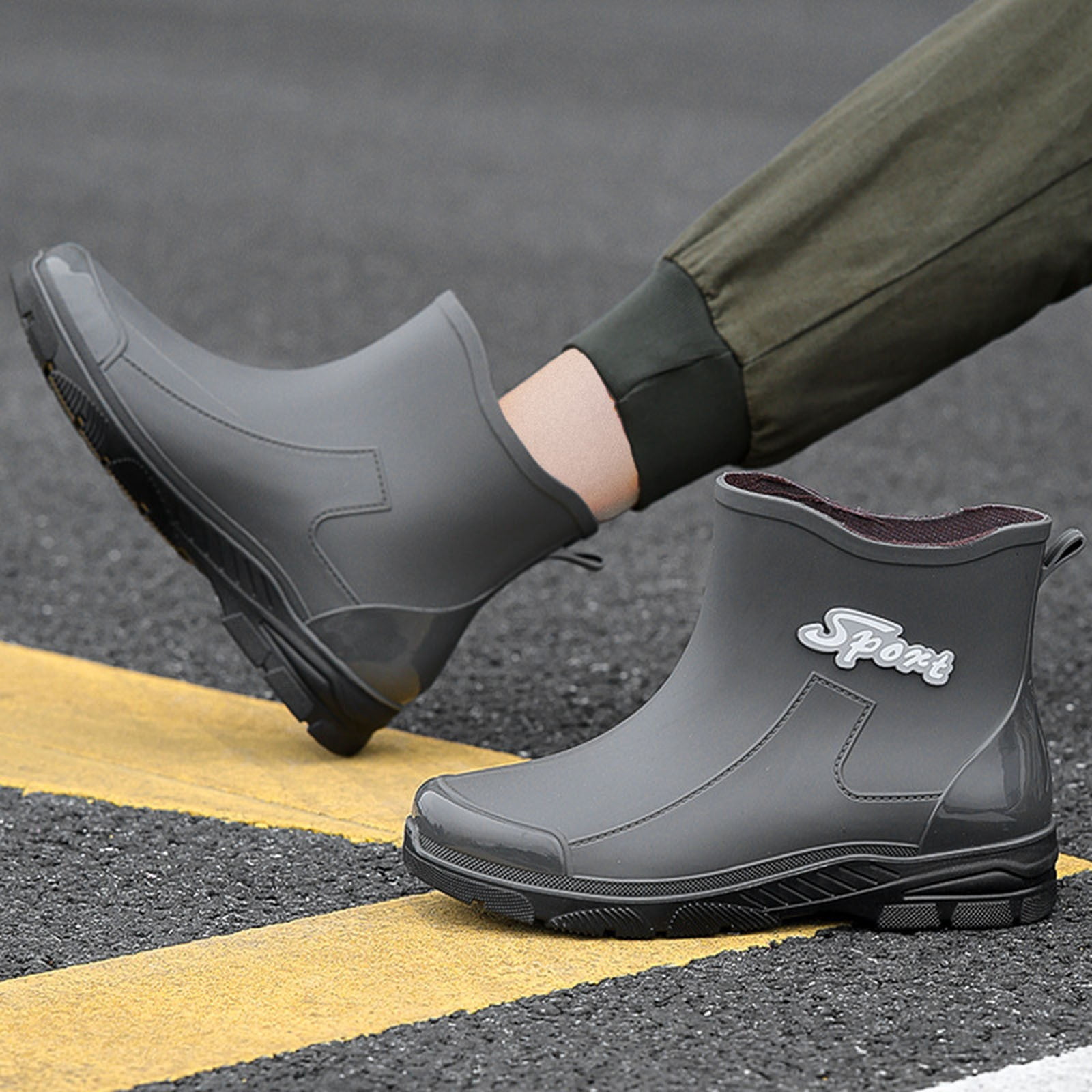 TIREOW Men Women's Deck Boots Casual Waterproof Ankle Rubber Rain Boots ...