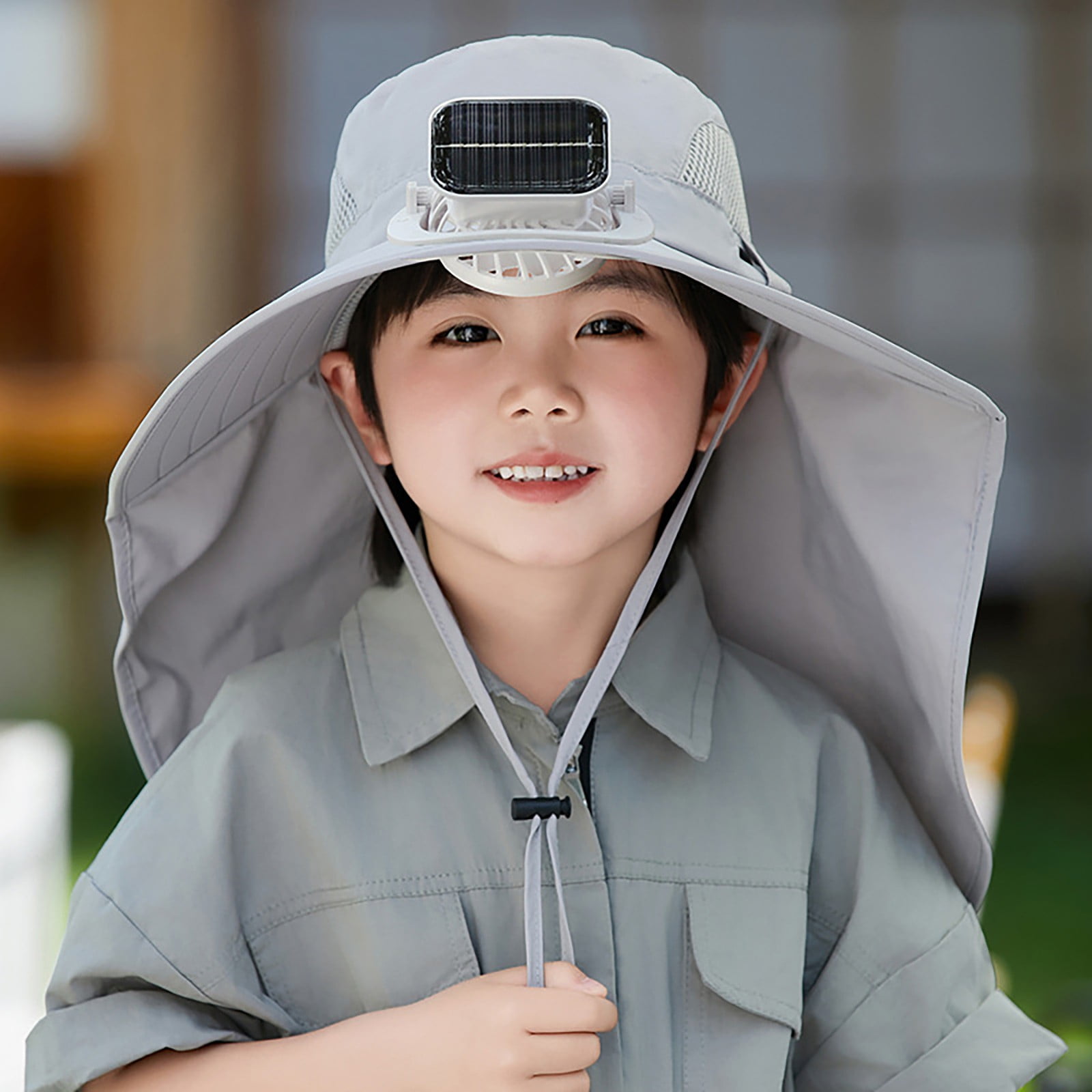 TIREOW Outdoor Children's Sun Protection Hats Solar Fan Hat Large Wind ...