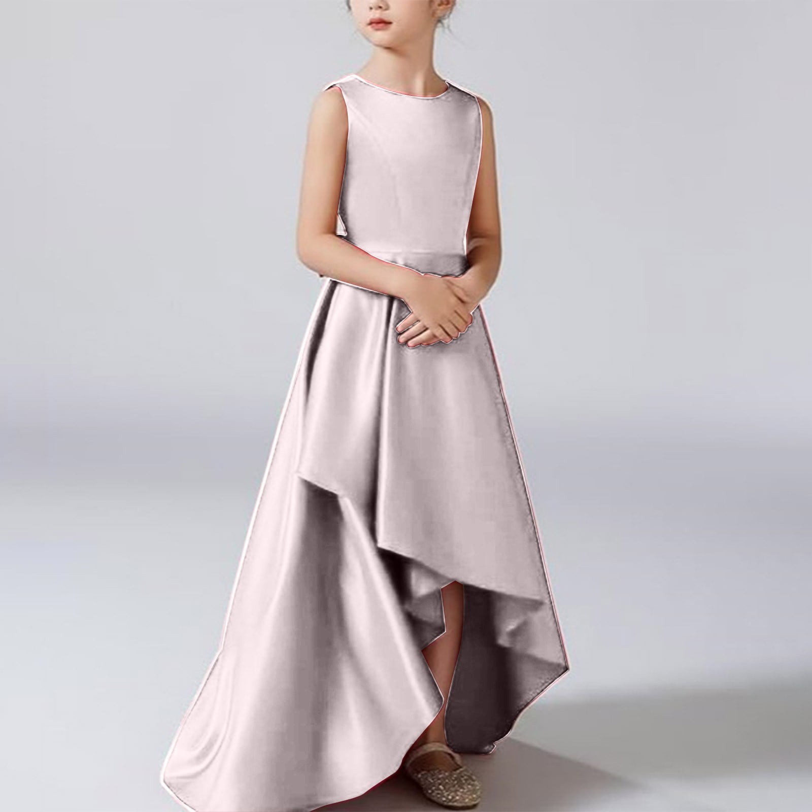 TIREOW Teen Girls Flowy Sleeveless Pleated Chiffon Flower Dress Elegant ...