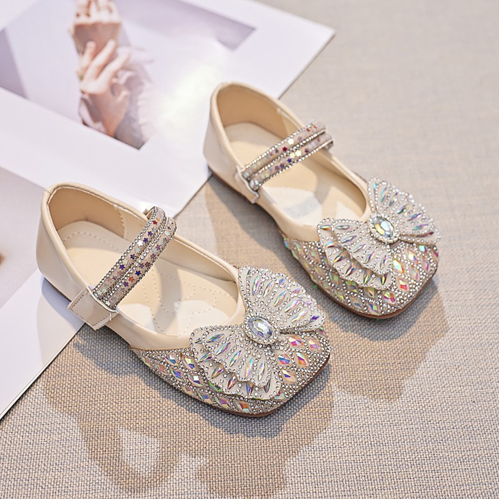 TIREOW Toddler Girls Glitter Dress Shoes Sparkle Princess Dress Shoes ...