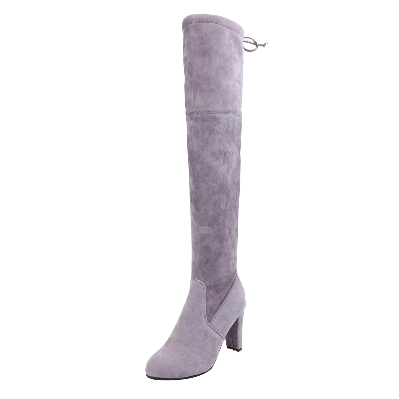 TIREOW Women's Over The Knee Suede Boots Sexy Pointed Toe Solid Color ...