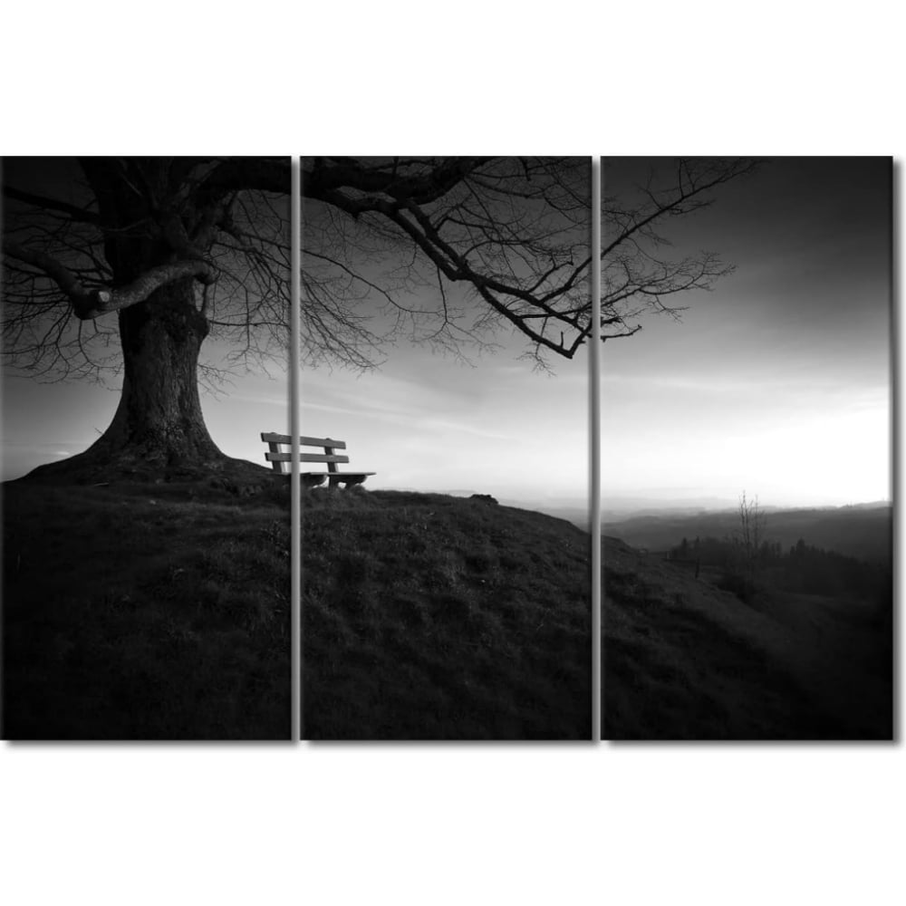 TISHIRON 3PCS Framed Black and White Tree Landscape Theme Canvas Wall ...