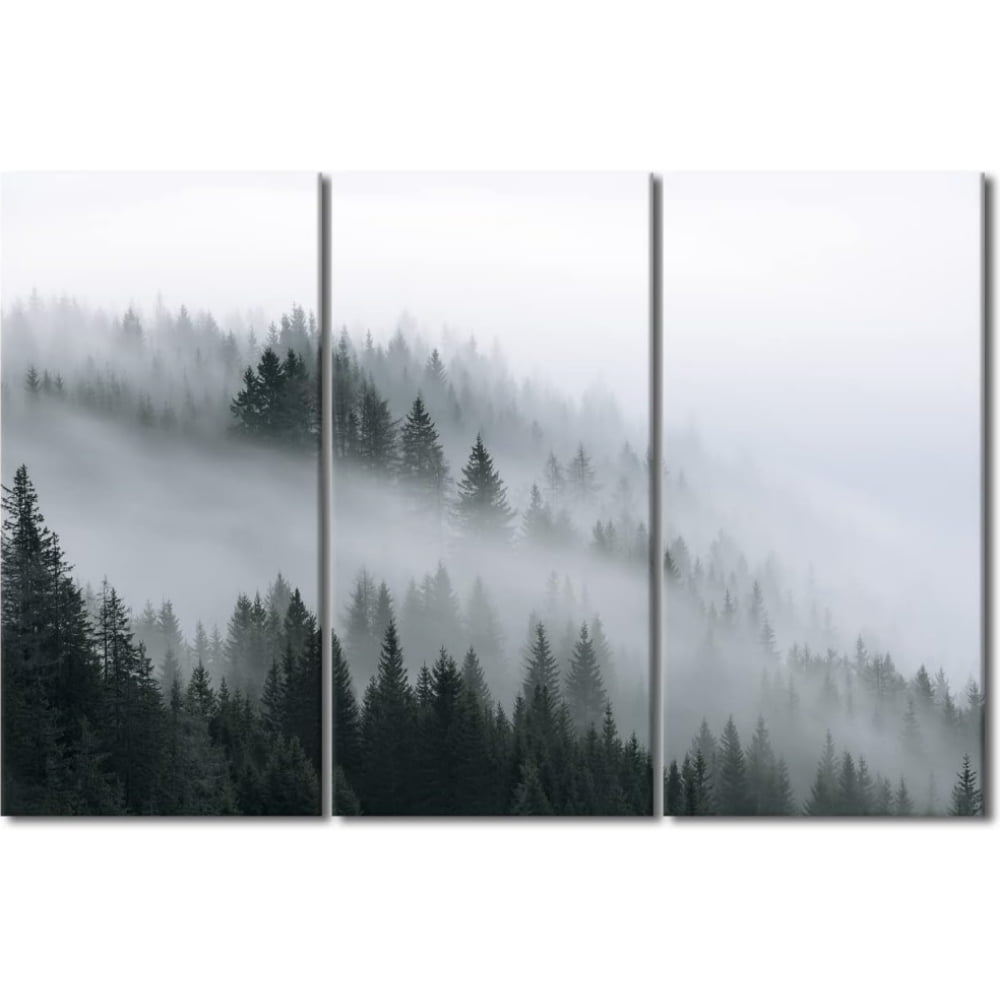 TISHIRON 3PCS Framed Black and White Tree Landscape Theme Canvas Wall ...