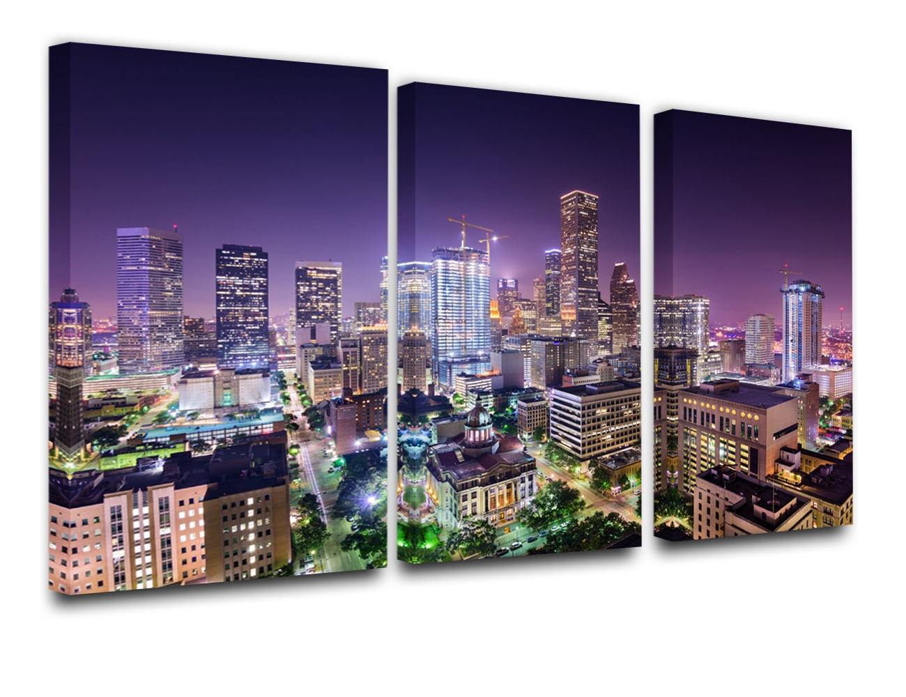 TISHIRON 3PCS Framed Canvas Wall Art Set,36"x24" Panoramic Houston ...