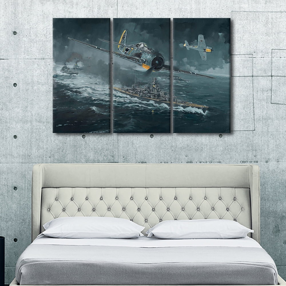 TISHIRON 3PCS Framed Canvas Wall Art Set,36"x24" Vintage Fighter and ...