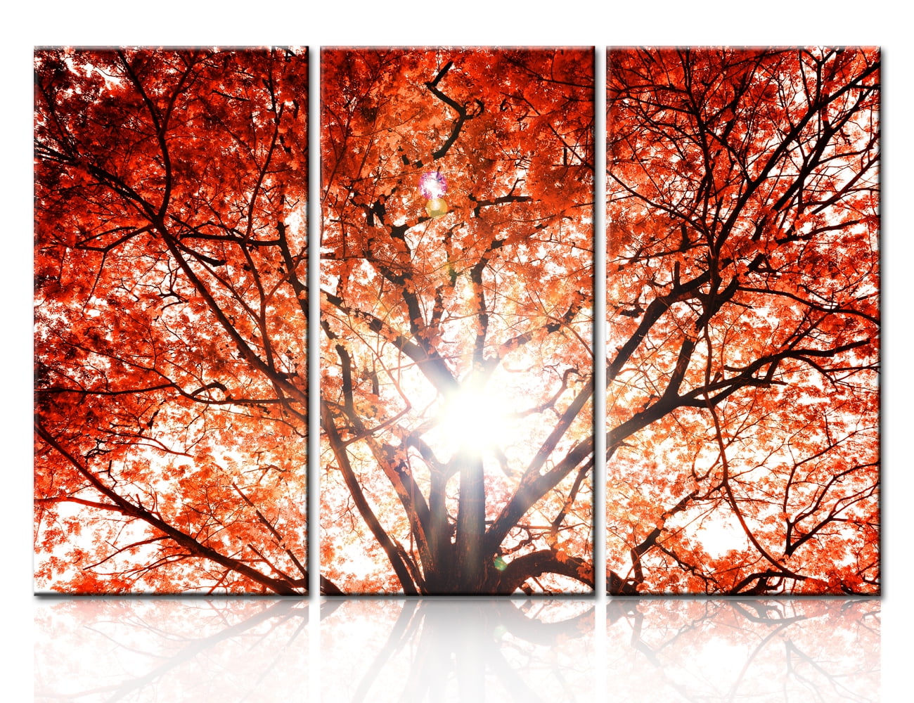 TISHIRON 3PCS Framed Canvas Wall Art Set,60"x40" Autumn Red Maple ...