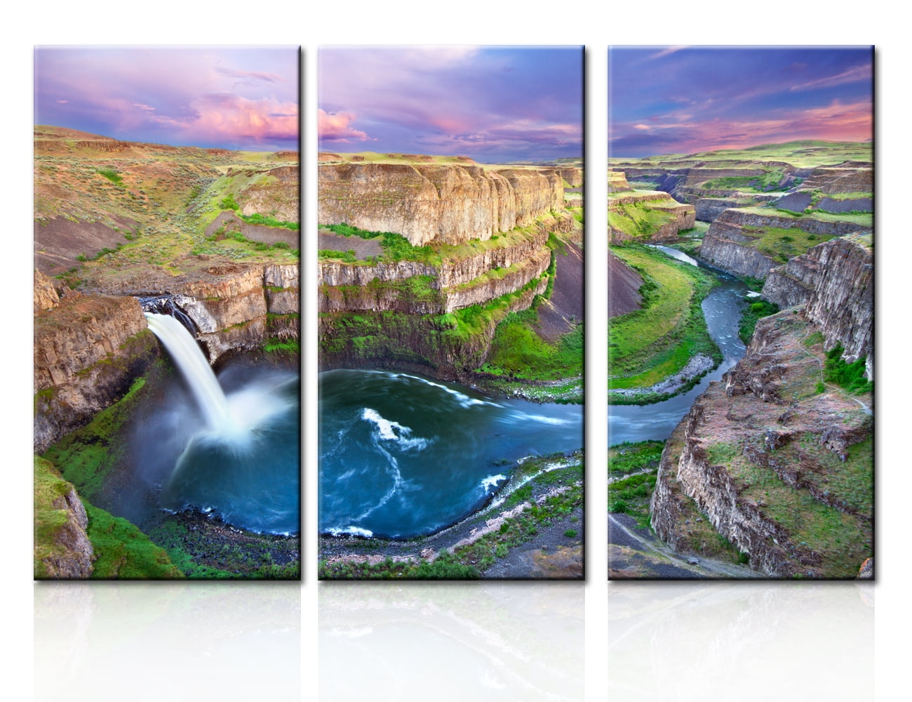 TISHIRON 3PCS Framed Canvas Wall Art Set,60"x40" Palouse Falls State ...