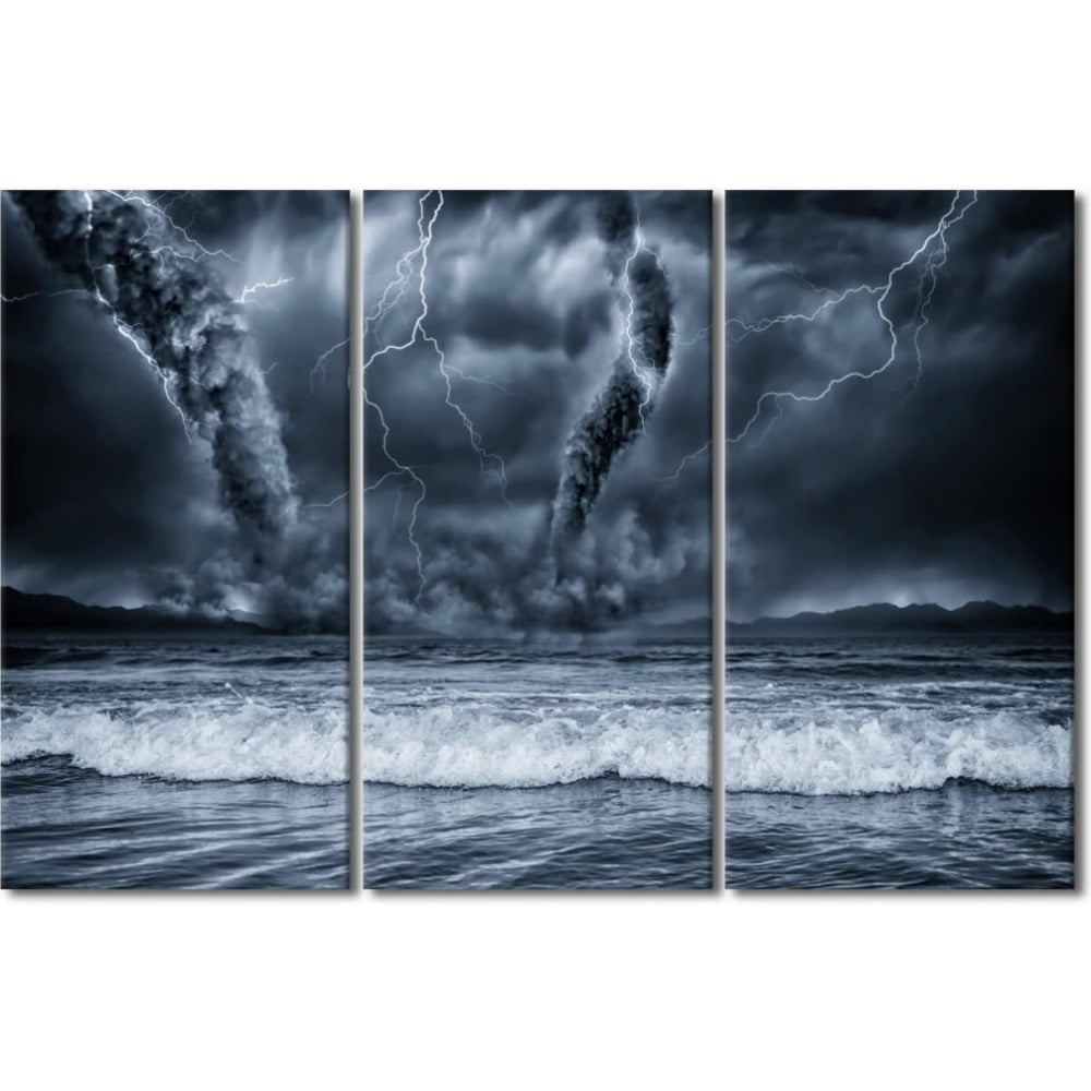 TISHIRON 3PCS Framed Lightning Storm Theme Canvas Wall Art Set,36"x24 ...