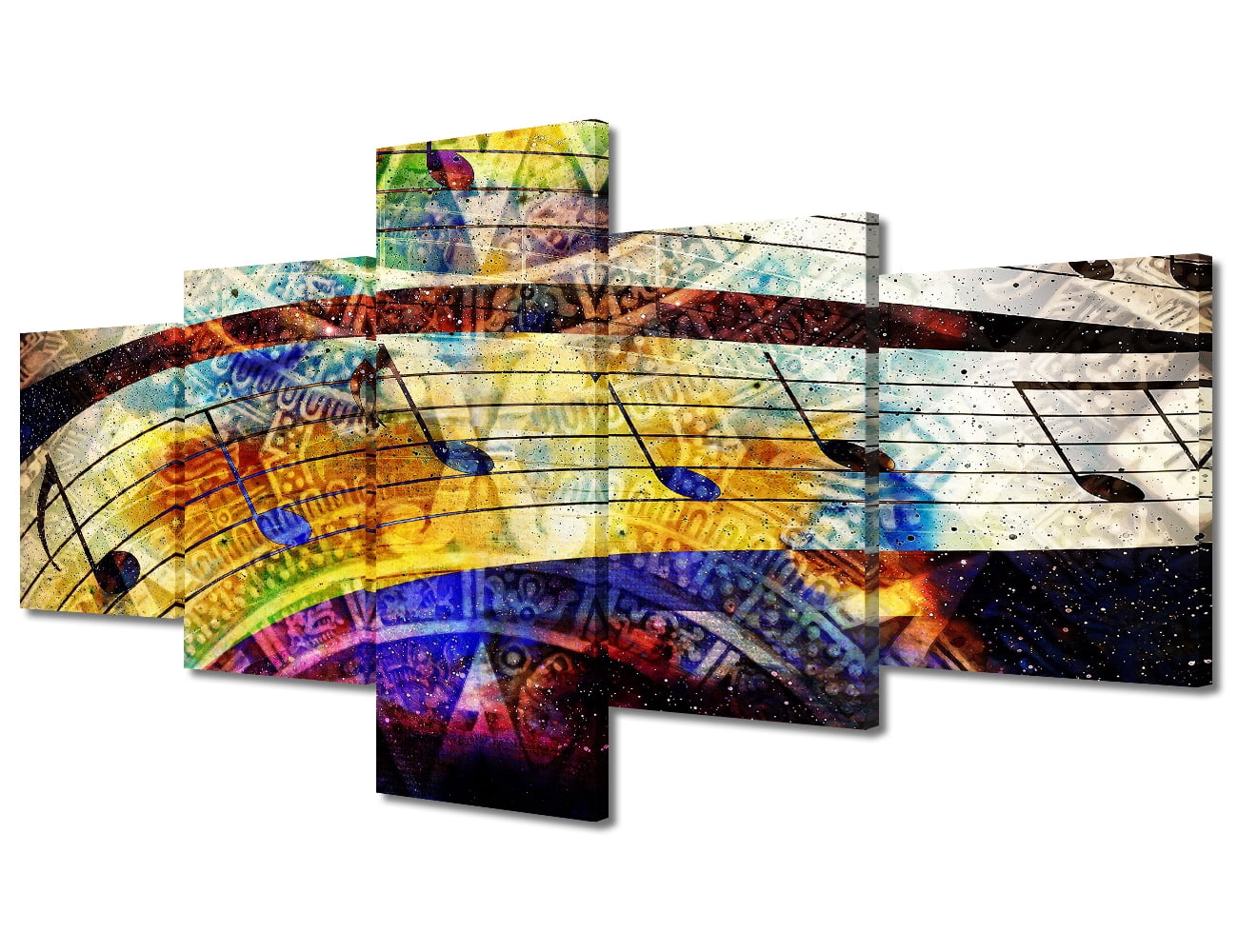 TISHIRON 5PCS Framed Canvas Wall Art Set,50"x24" Abstract Mayan ...