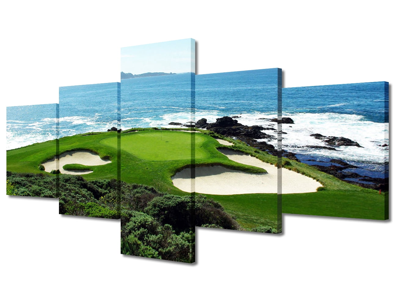 TISHIRON 5PCS Framed Canvas Wall Art Set,50"x24" Blue Sky Sea Golf ...