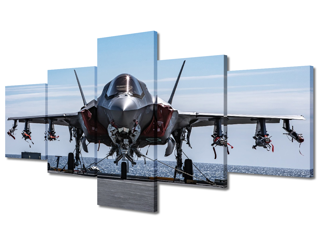 TISHIRON 5PCS Framed Canvas Wall Art Set,50"x24" F-35 Fighter Jet ...
