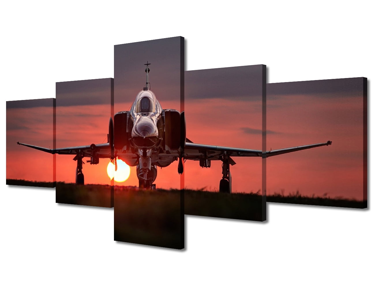 TISHIRON 5PCS Framed Canvas Wall Art Set,50"x24" F-4 Phantom Airplane ...
